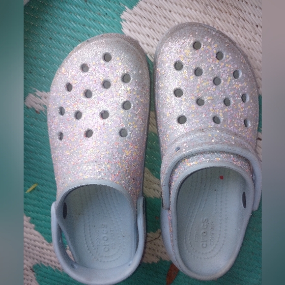 CROCS | Shoes | Crocs Glittery Silver Sparkle | Poshmark
